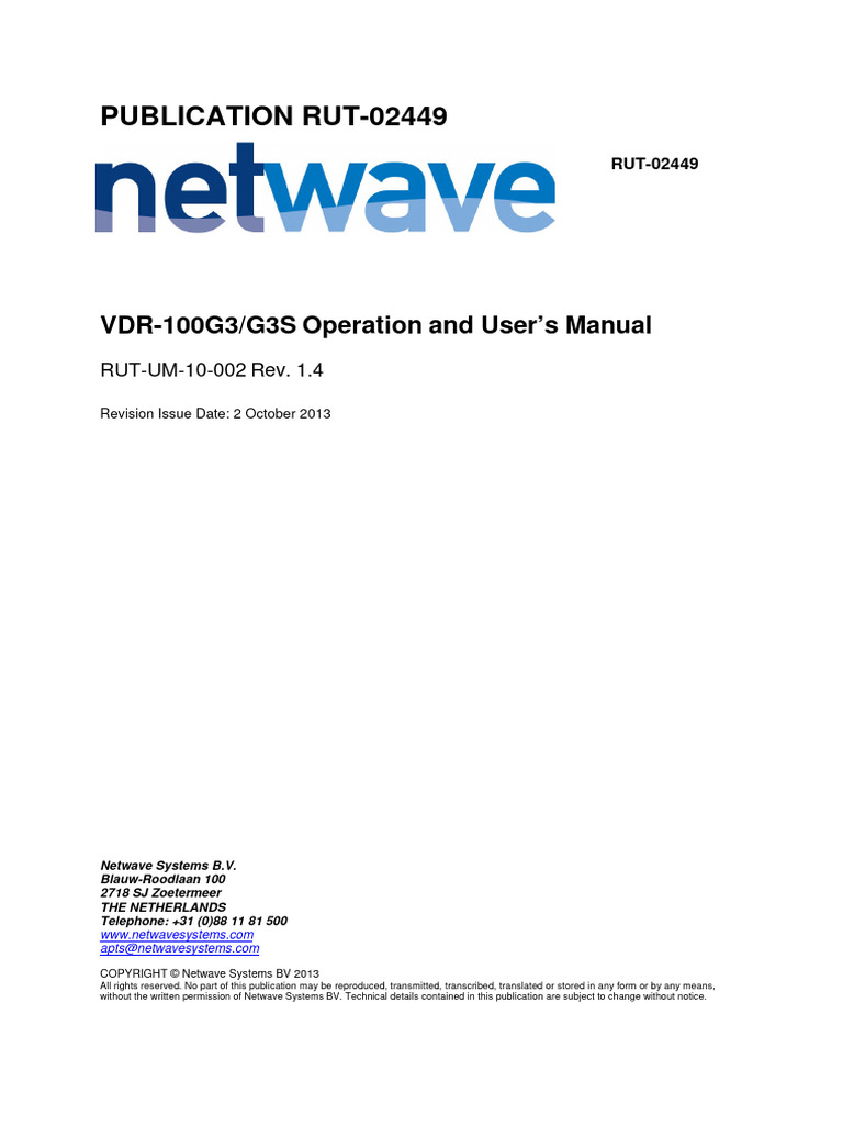 RUT 02449 VDR 100G3 G3S Operation and Users Manual | PDF | Usb Flash ...
