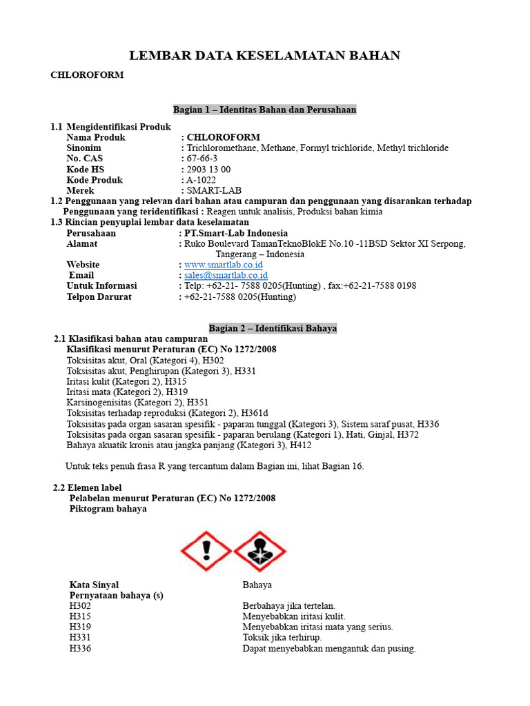 MSDS Chloroform | PDF