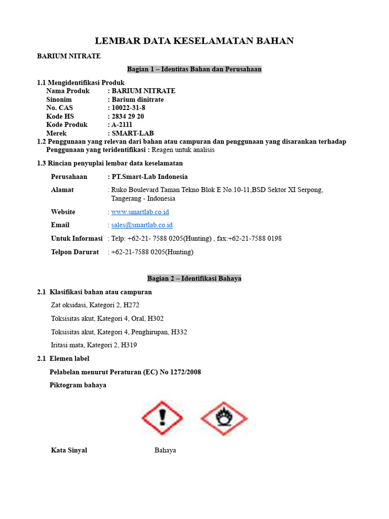 MSDS Barium Nitrate | PDF