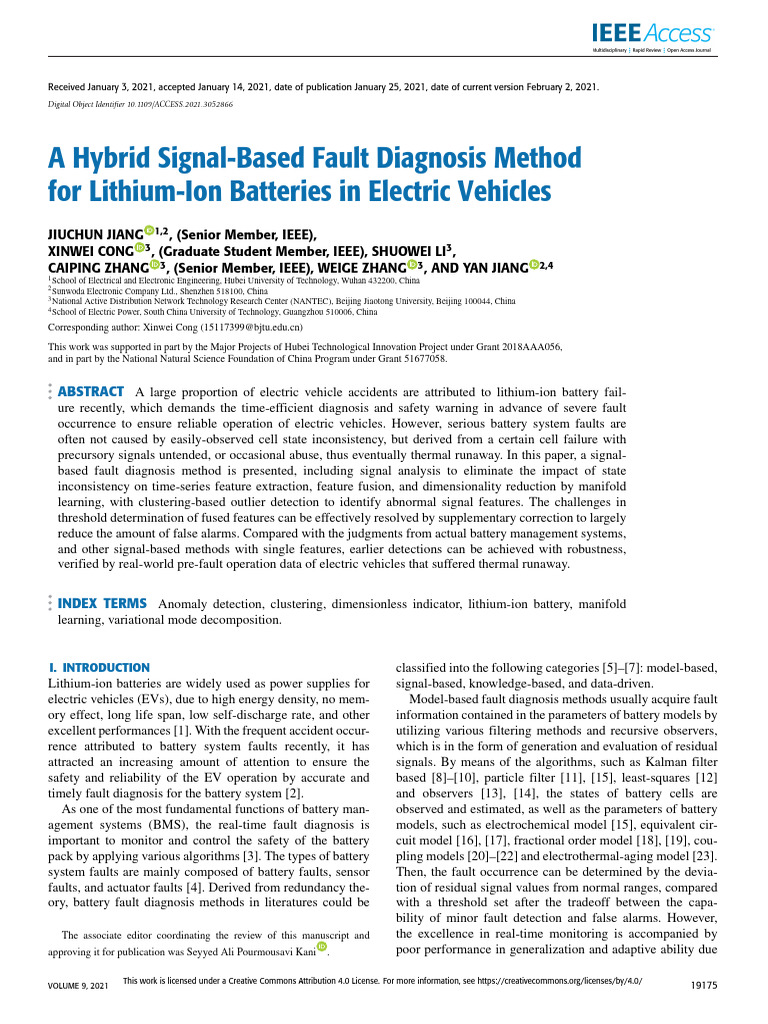 A Hybrid Signal-Based Fault Diagnosis Method For Lithium-Ion Batteries ...