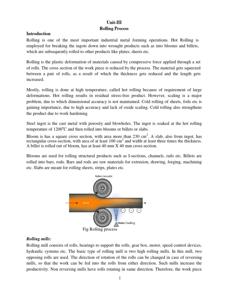 Unit - III | PDF | Extrusion | Rolling (Metalworking)