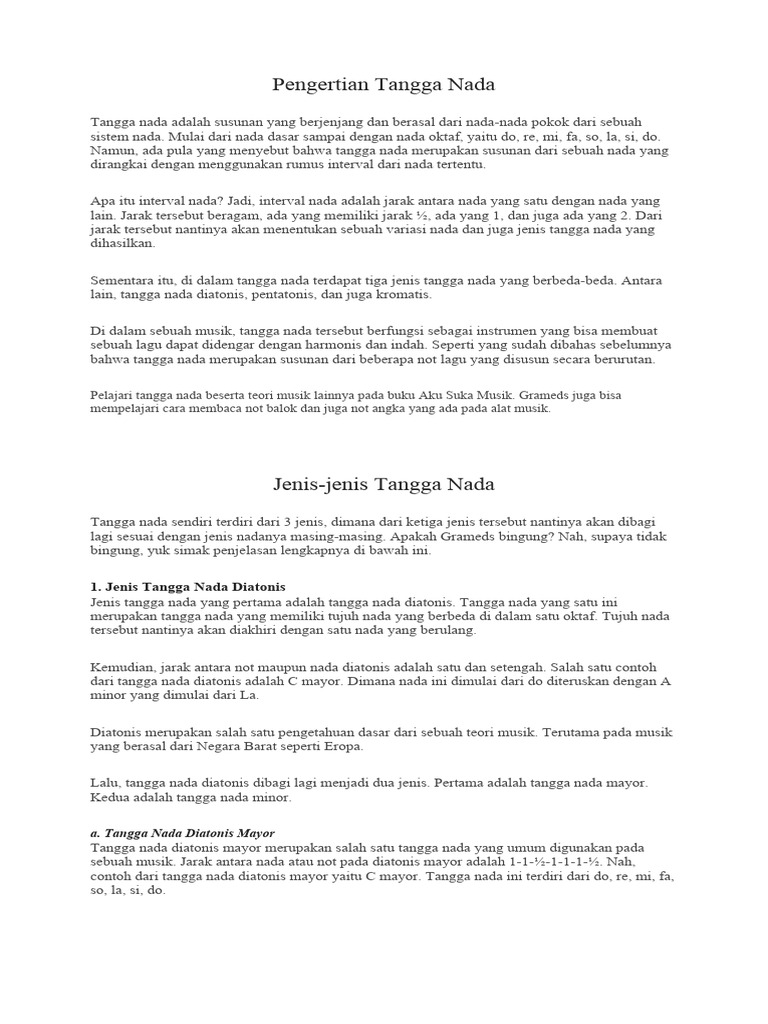 Pengertian Tangga Nada | PDF