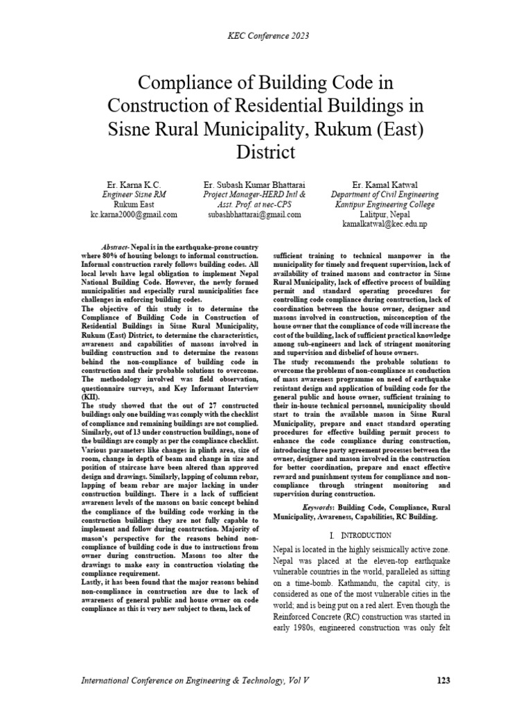 NBC Complaince - Rukum East | PDF | Regulatory Compliance | Earthquake ...