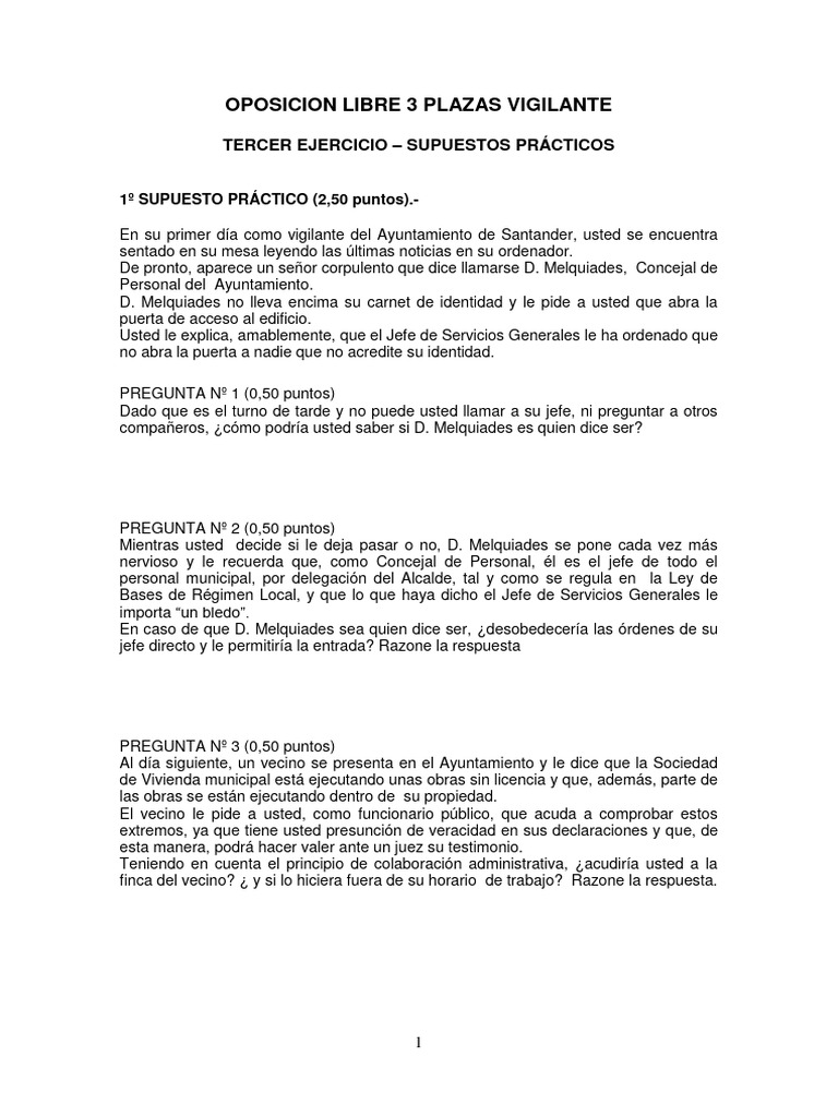 Tercer Ejercicio Vigilante | PDF