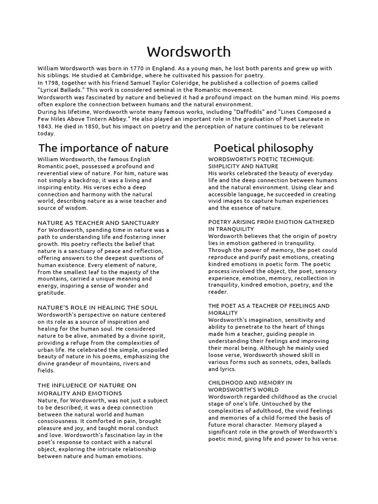 Wordsworth Banana | PDF | William Wordsworth | Poetry