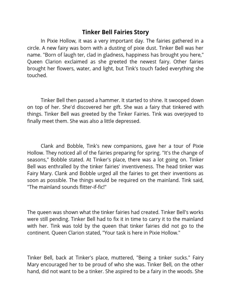 Tinker Bell Fairies Story | PDF | Fairies