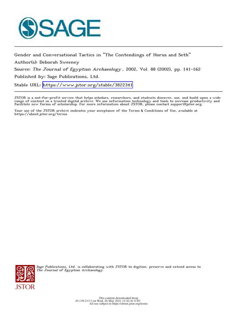 Sweeney, Gender and Conversational Tactics | PDF | Isis | Horus