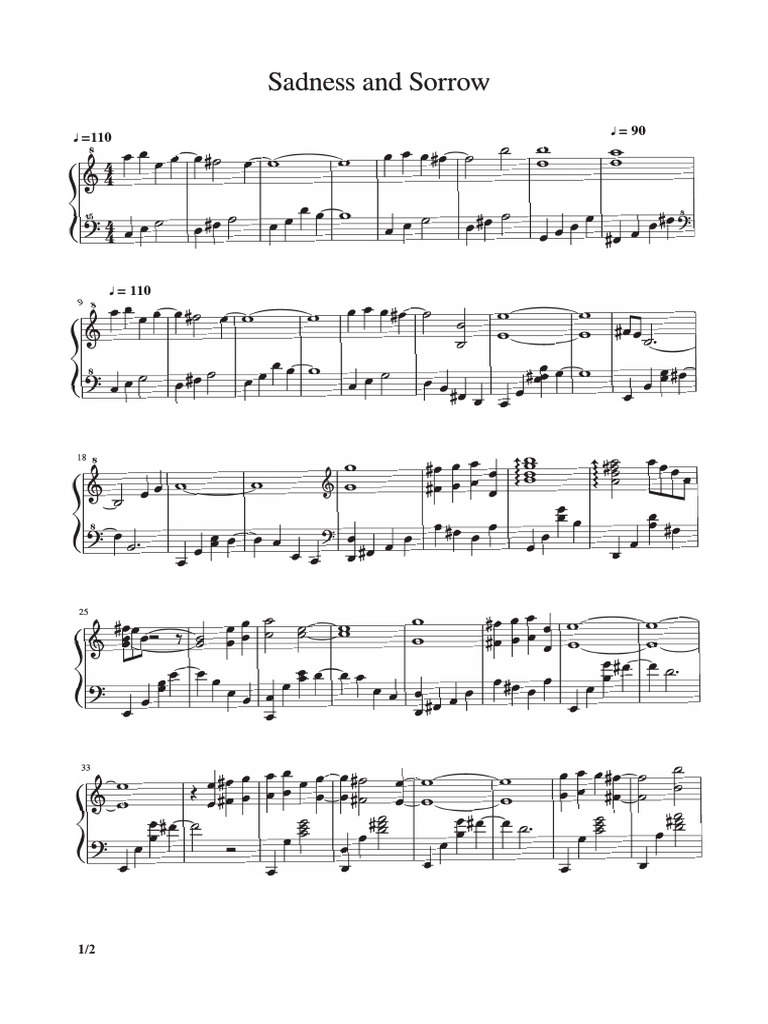 Piano - Sadness and Sorrow Partitura | PDF