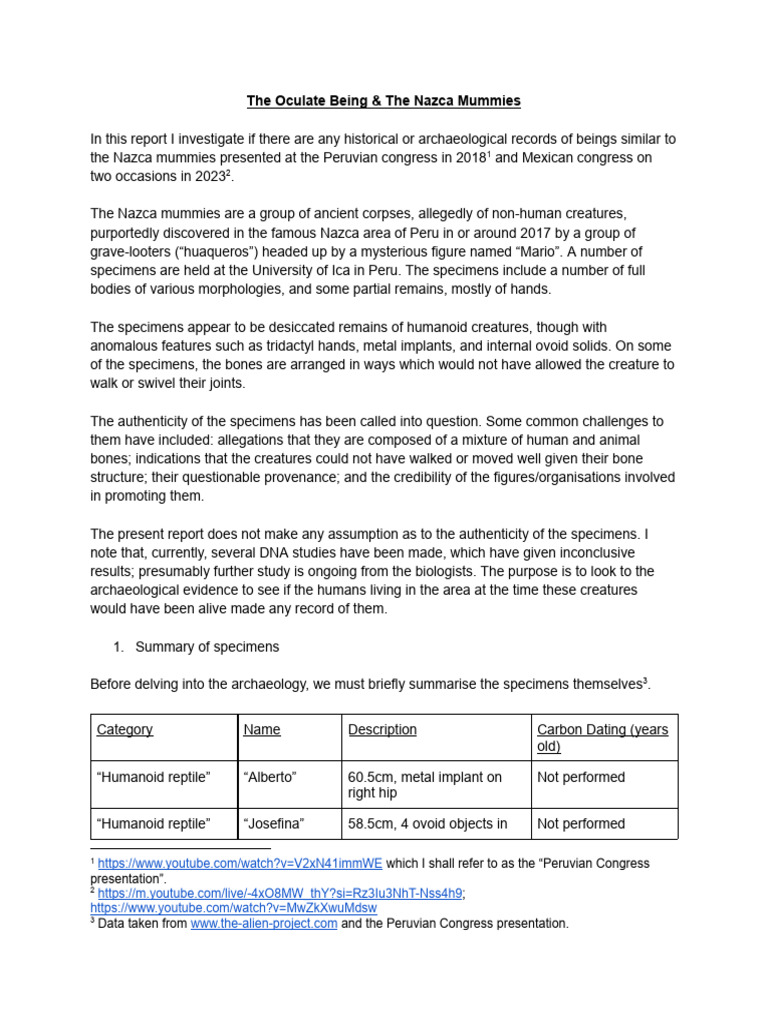 The Oculate Being in Paracas Culture & The Nazca Mummies-1 | PDF