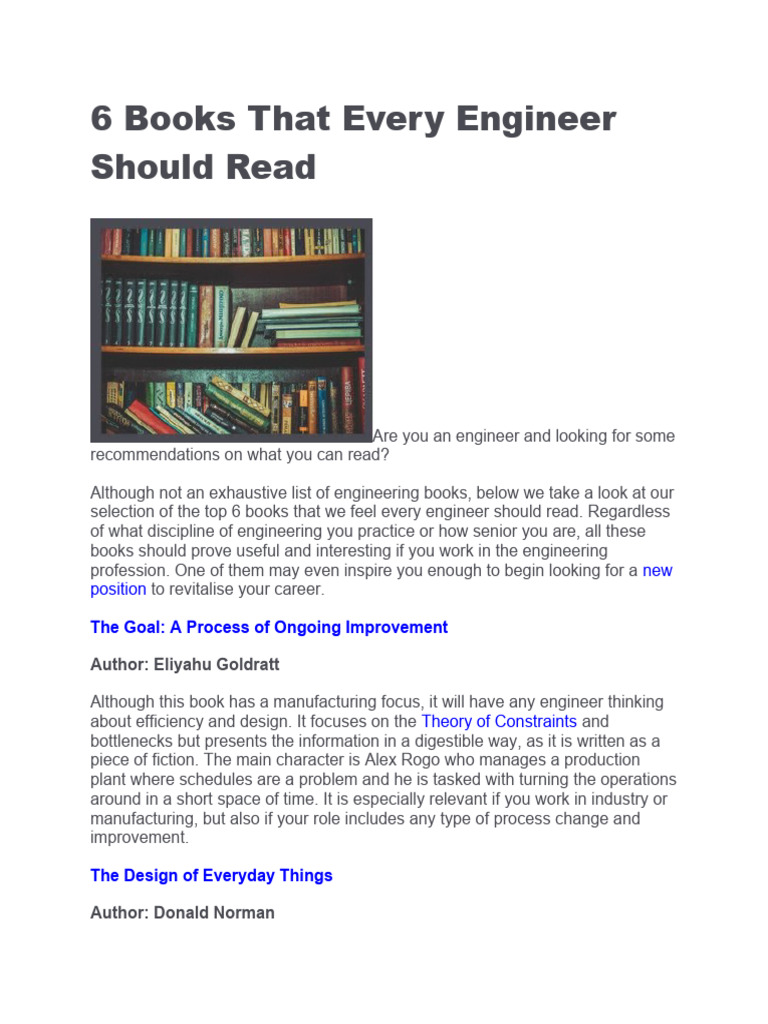 6 Books Every Engineer Should Read | PDF | Engineering | Science