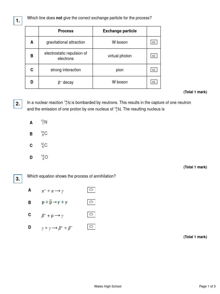 Lesson 5 - Multiple Choice Questions | Download Free PDF | Atomic Nucleus | Nuclear Chemistry