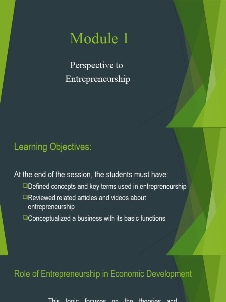 Module 1 | PDF | Entrepreneurship | Economics Module 1 | PDF | Entrepreneurship | Economics