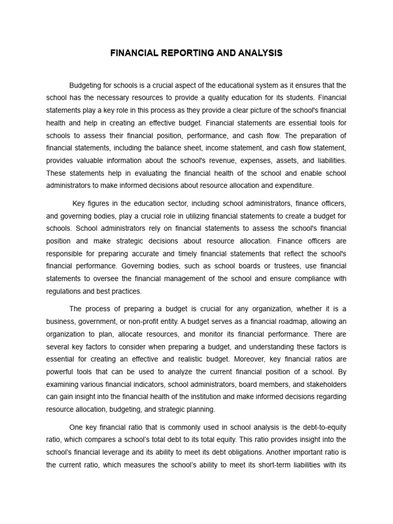 Financial Report and Analysis | PDF | Financial Statement | Budget