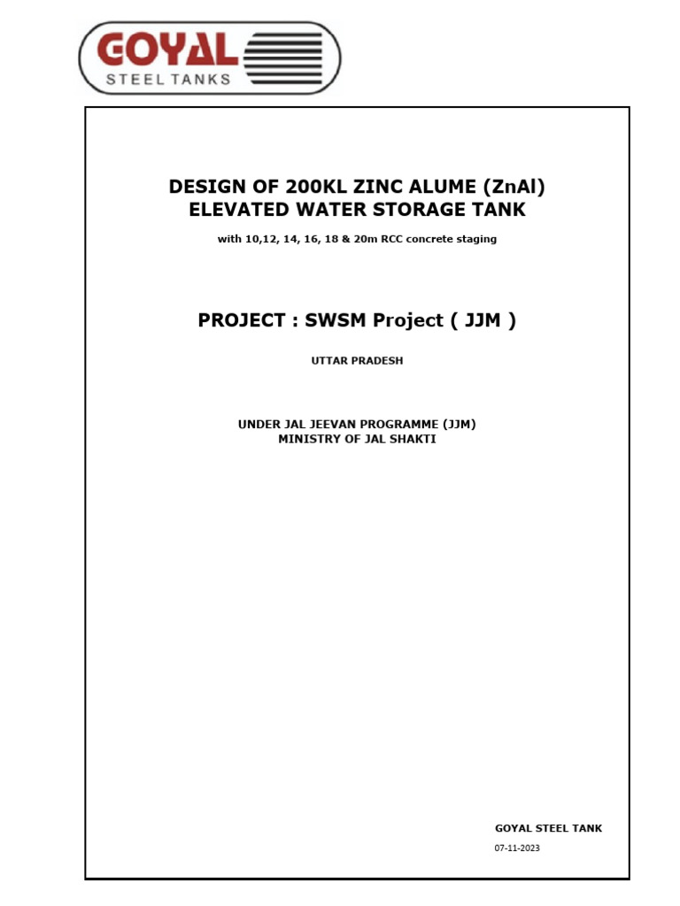 200KL Zincalume Elevated Water Tank Design | PDF | Truss | Screw