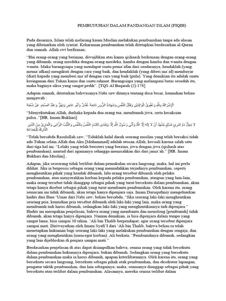 Pembunuhan Dalam Pandangan Islam | PDF