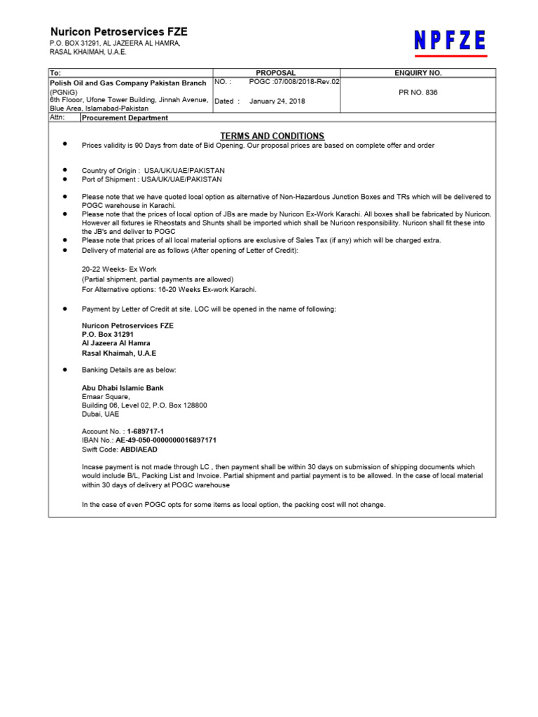 POGC | Download Free PDF | United Arab Emirates | Letter Of Credit