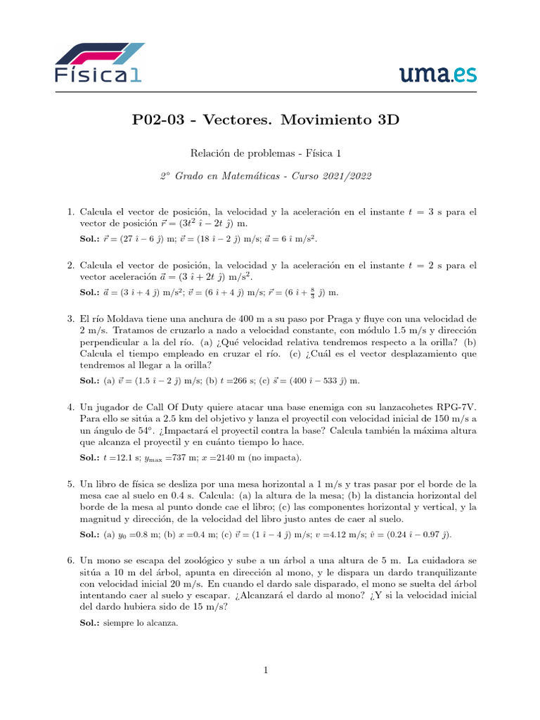 Ejercicios 2 | PDF | Velocidad | Vector Euclidiano