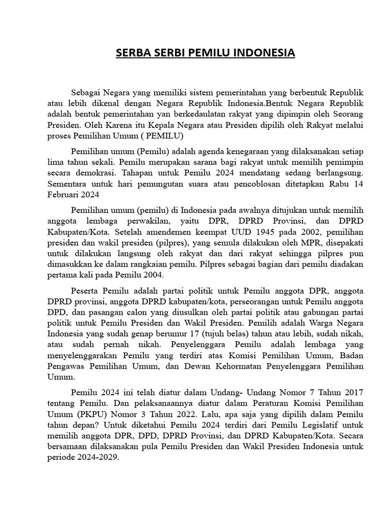 Serba Serbi Pemilu Indonesia | PDF