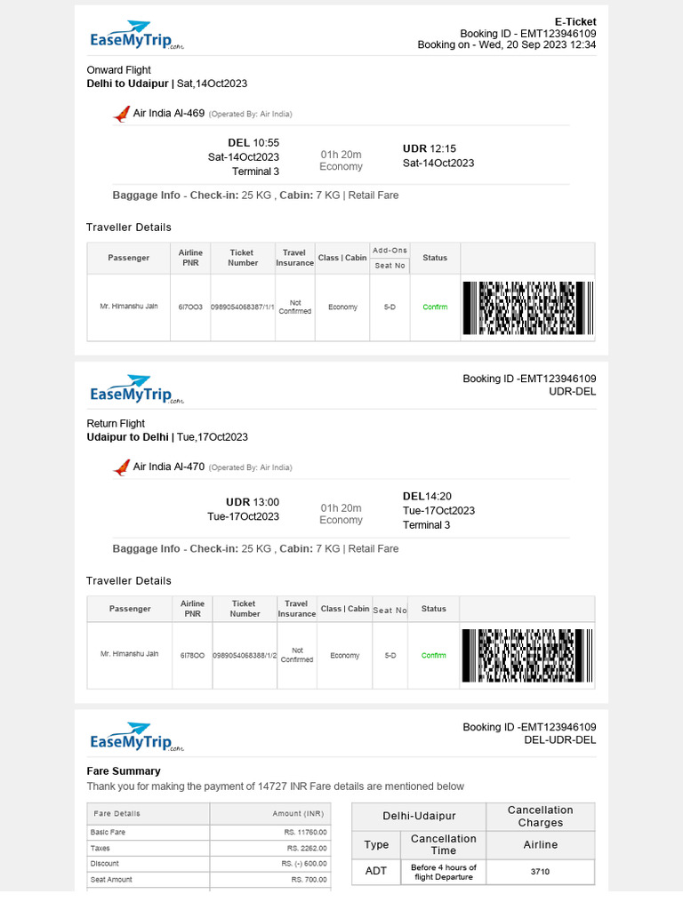 Udaipur Tickets | PDF | Airlines | Airport