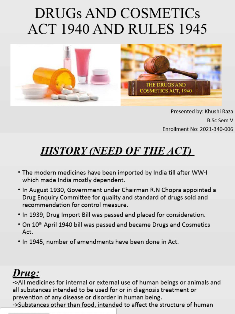 Drug and Cosmetic Act 1940 and Rules 1945 (1) - 1 | PDF | License ...