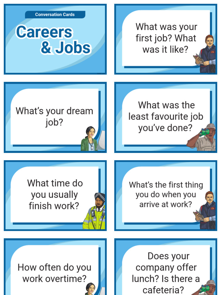 ESL Conversation Cards: Careers & Jobs | PDF | English As A Second Or ...