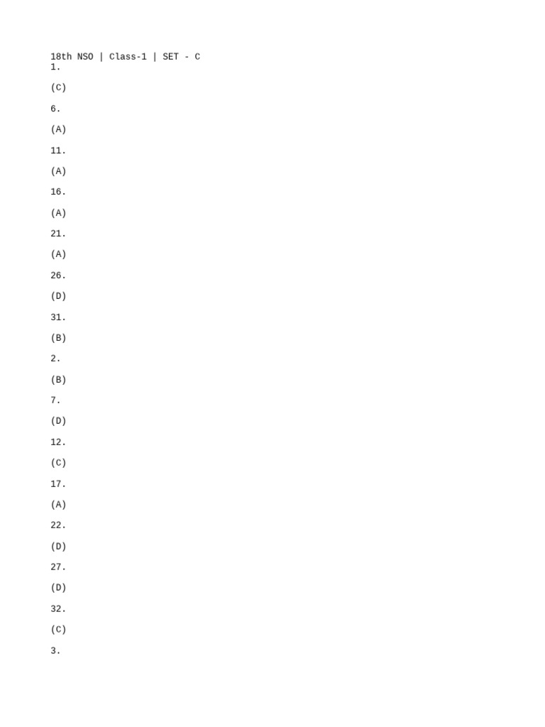 NSO Set C Answer Keys | PDF