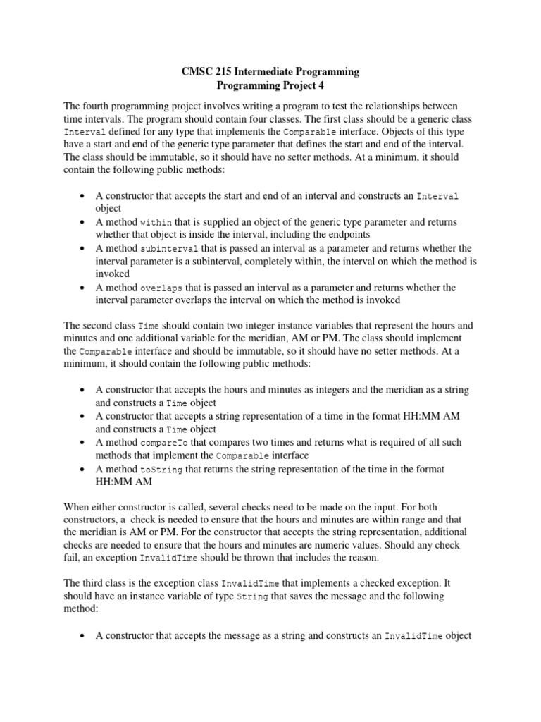 Intermediate Programming Project | PDF | Method (Computer Programming) | Class (Computer ...