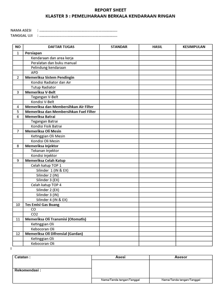 REPORT SHEET Pemeliharaan Berkala | PDF | Komputer | Teknologi & Rekayasa