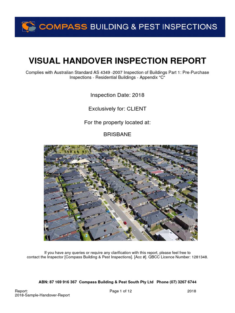 Building Visual Handover Inspection Report | PDF | Mediation | Roof