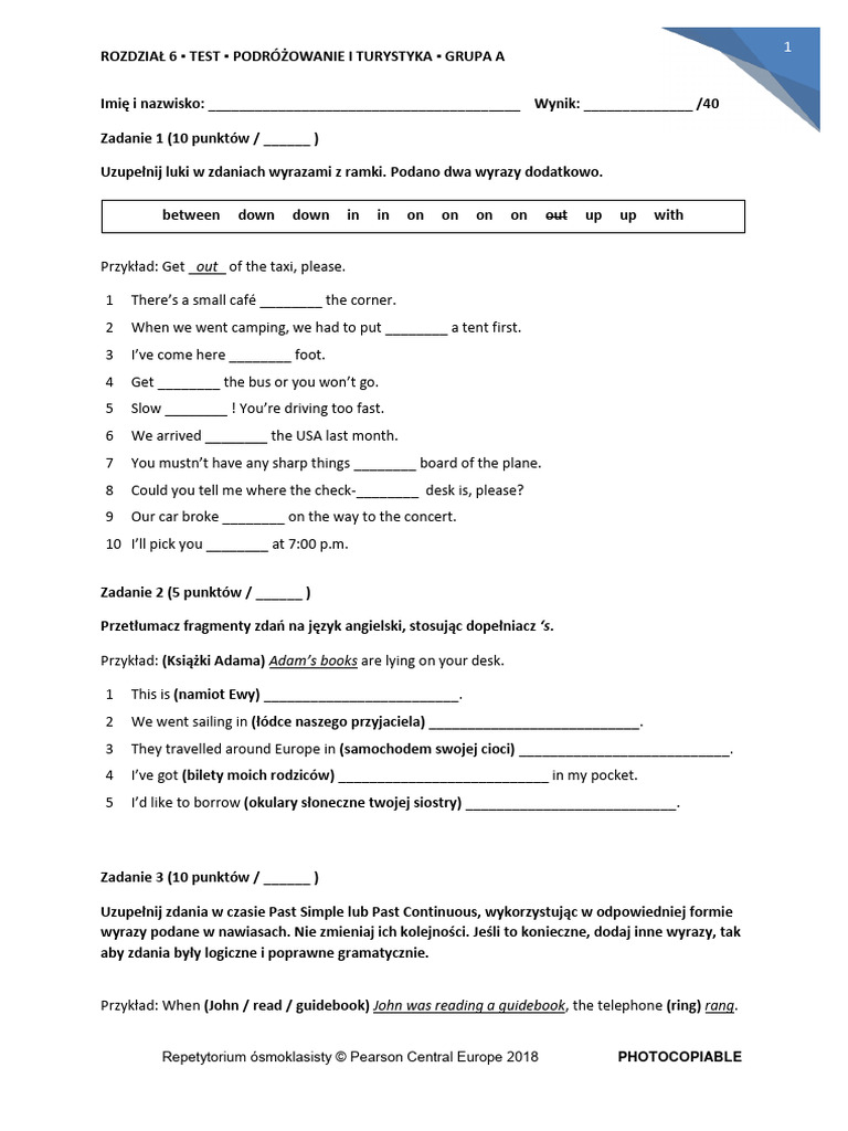 Test UNIT 6 Klasa 8 | PDF