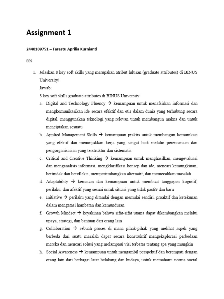 CSKMG CSBKS Csals-Assignment Bulan 1-Ees-In | PDF