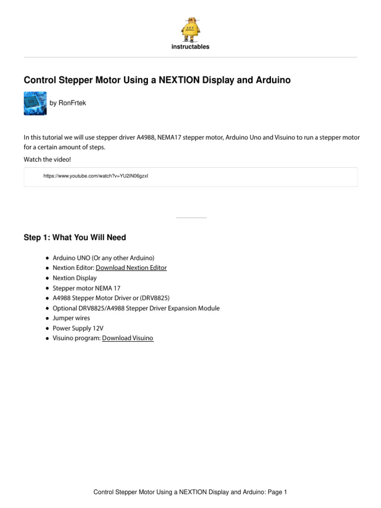 Control Stepper Motor Using A NEXTION Display and 8 | PDF | Arduino ...