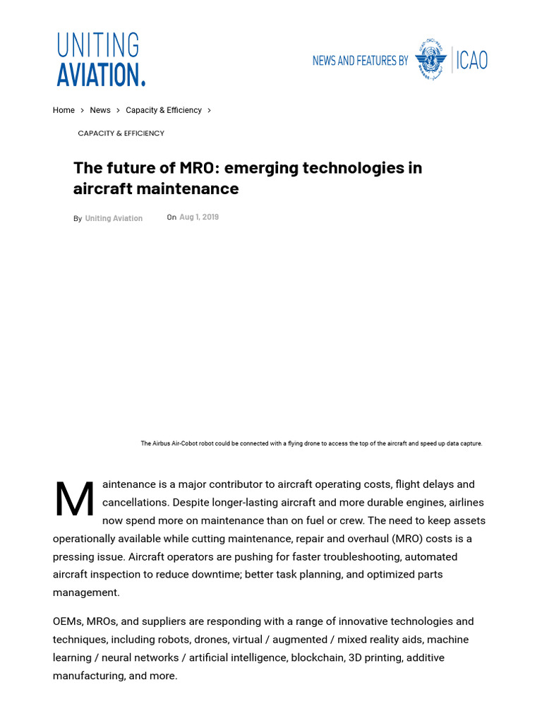 The Future of MRO - Emerging Technologies in Aircraft Maintenance ...