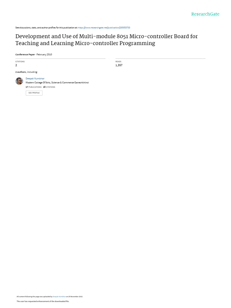 Development and Use of Multi-Module 8051 | PDF | Microcontroller | Manufactured Goods