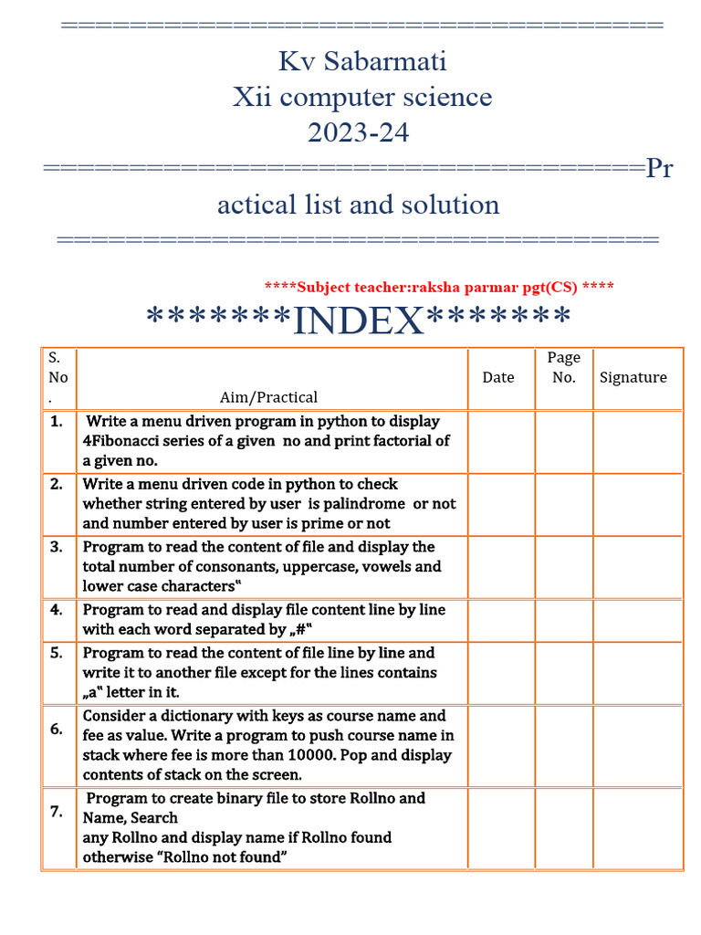 Python Practicals for CS Students | PDF | Databases | My Sql