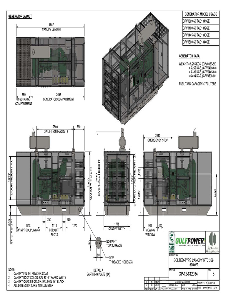 500 KVA Generator - Drawing | PDF