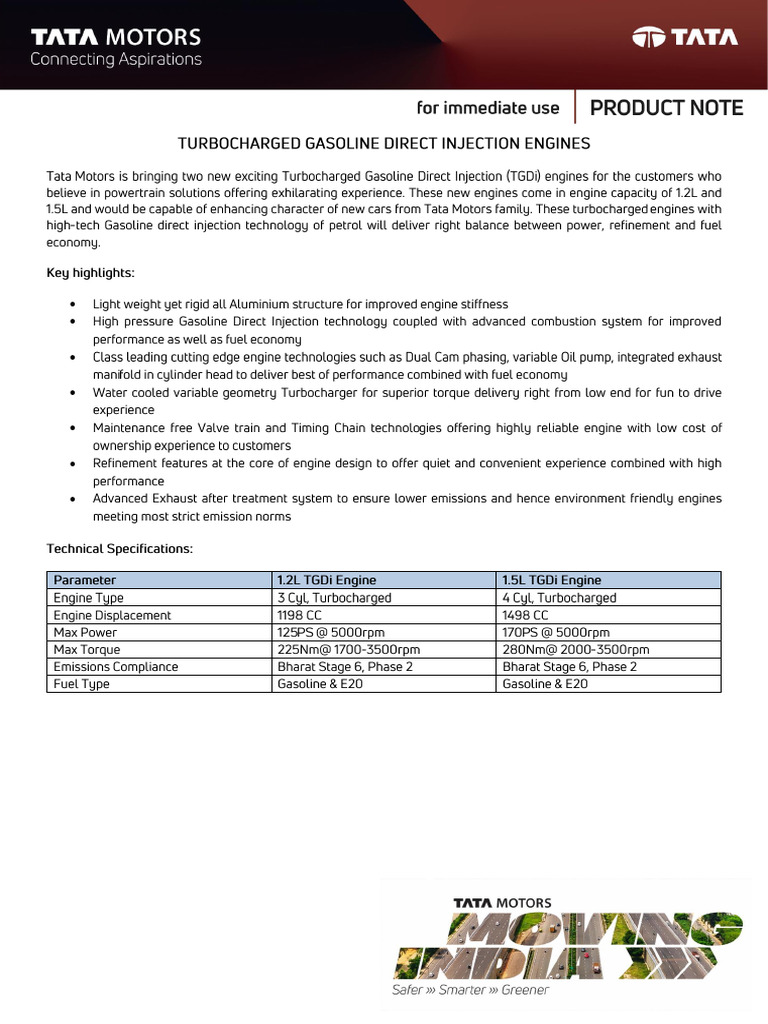 TATA Product-Note-Tgdi-Engines | PDF