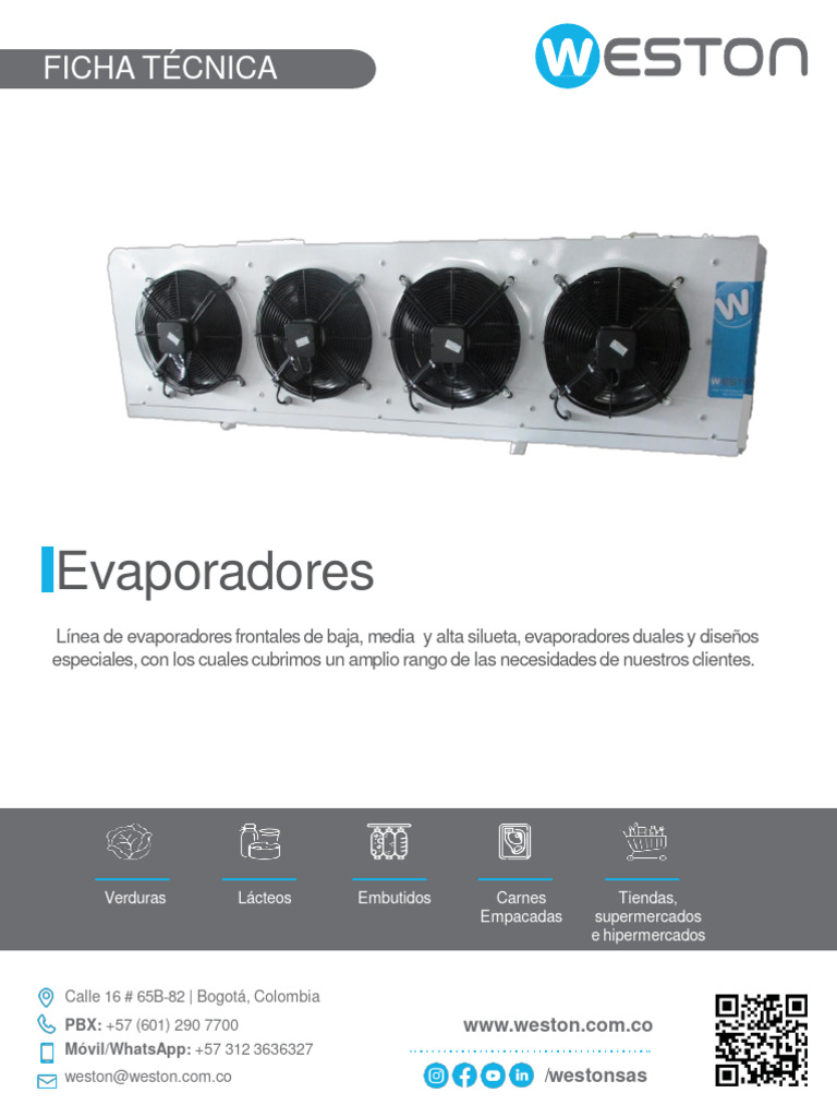 FICHA TÉCNICA - EVAPORADORES (2) | PDF | Cobre | Refrigeración