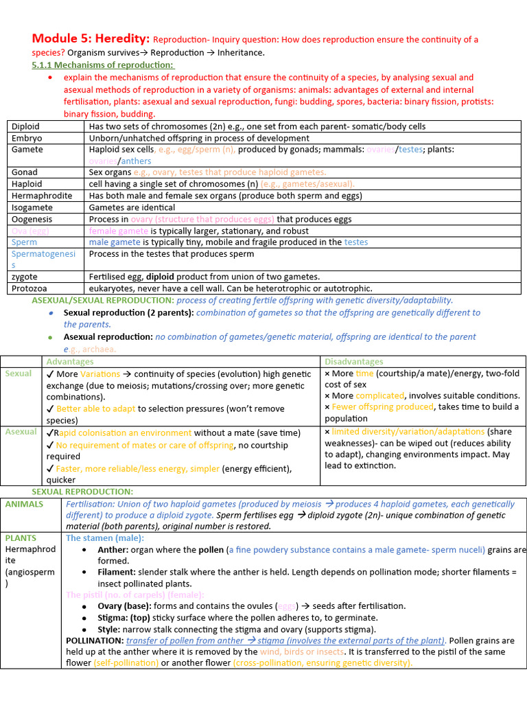 All HSC Biology Notes | PDF | Menstrual Cycle | Sexual Reproduction