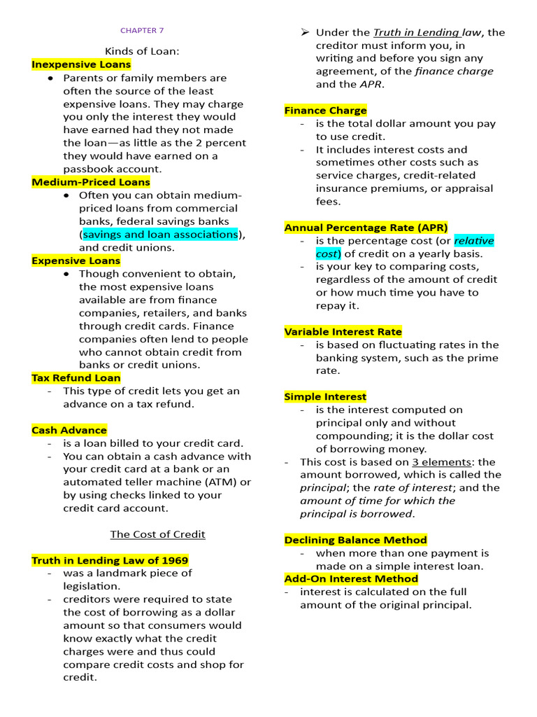 Chapter 7-9 Reviewer Semi Finals | PDF | Mortgage Loan | Finance ...
