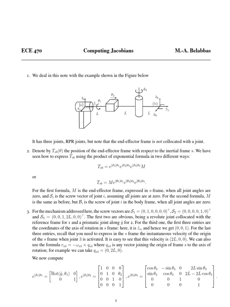 Ece 470 Jacobian Pdf Euclidean Vector Rotation Around A Fixed Axis