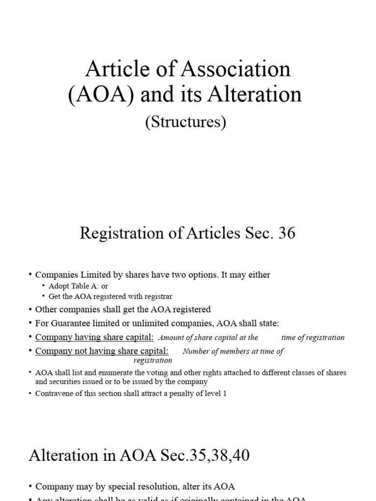Articles of Association Guide | PDF | Government | Private Law