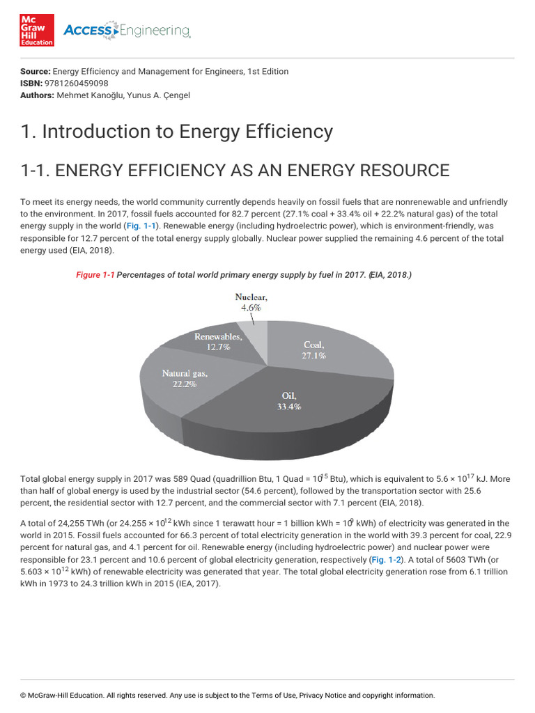 Introduction To Energy Efficiency - UNIT 1 | PDF | Efficient Energy Use ...