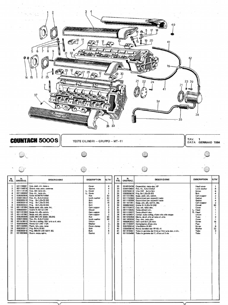 Lamborghini Countach 5000S Parts List - Compressed | PDF