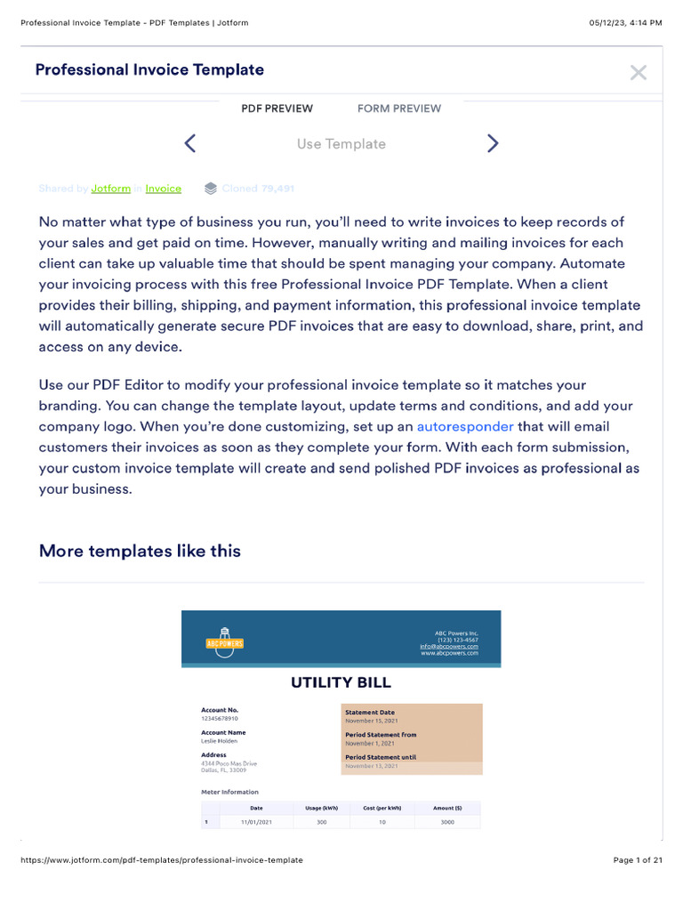 Professional Invoice Template - PDF Templates - Jotform | PDF | Invoice ...