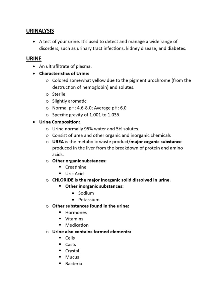 URINALYSIS | PDF | Urine | Medical Specialties