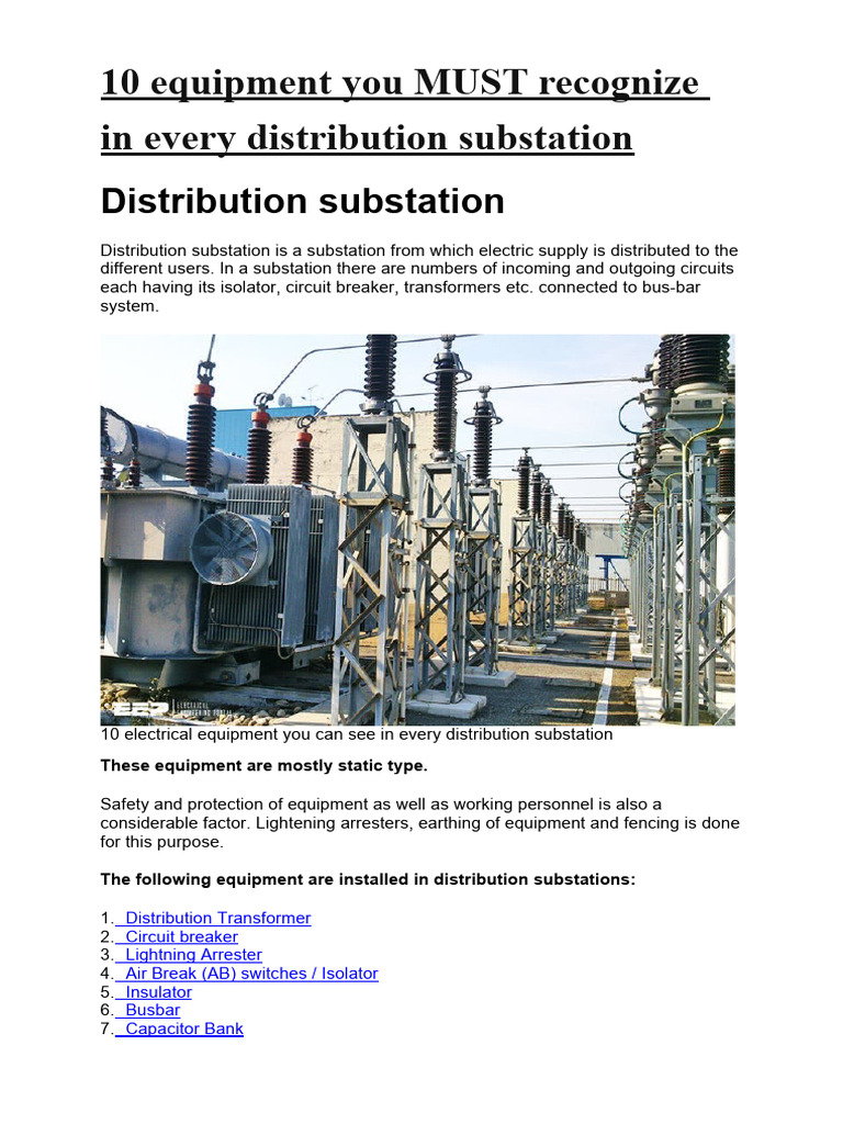 10 Equipment You MUST Recognize in Every Distribution Substation | PDF ...