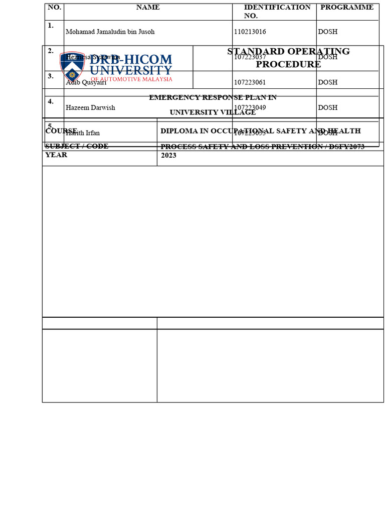 Sop Erp | PDF | Emergency Management | Emergency