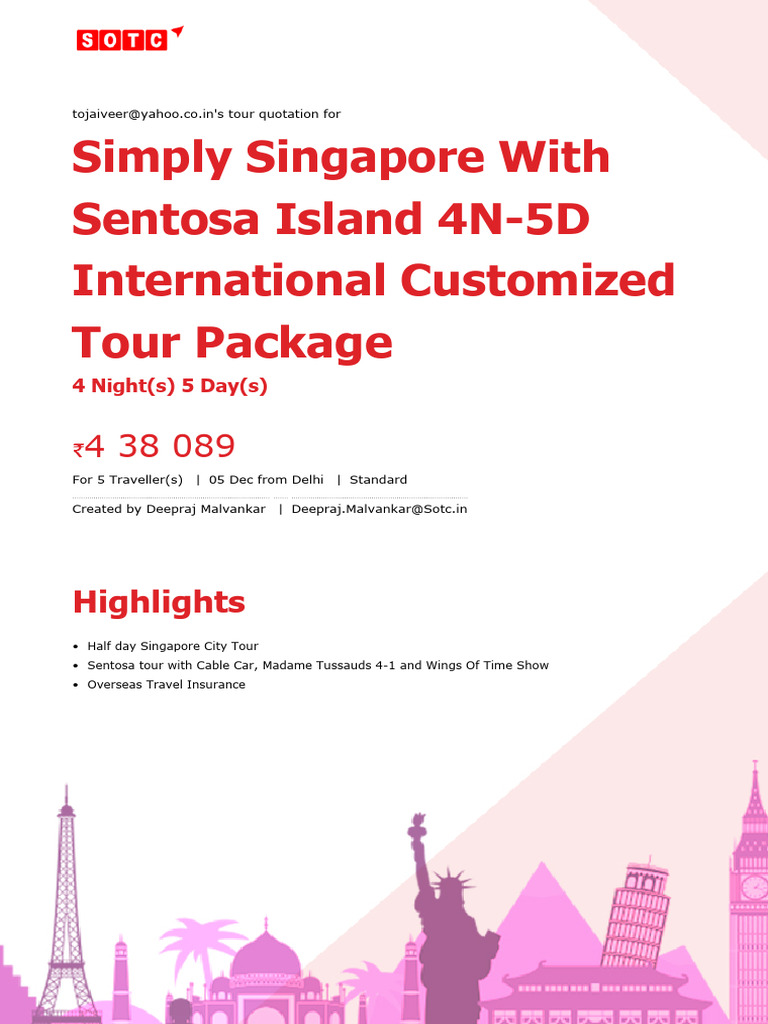 Simply Singapore With Sentosa Island 4N-5D International Customized Tour Package | PDF ...