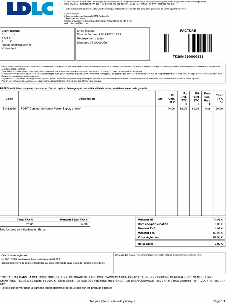 Facture LDLC | PDF